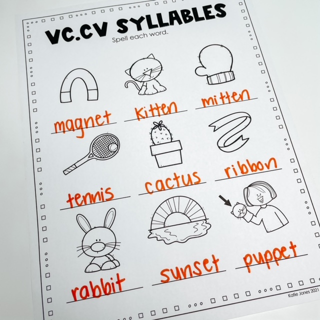VCCV Rabbit Syllable Division - Teach. Run. Create.