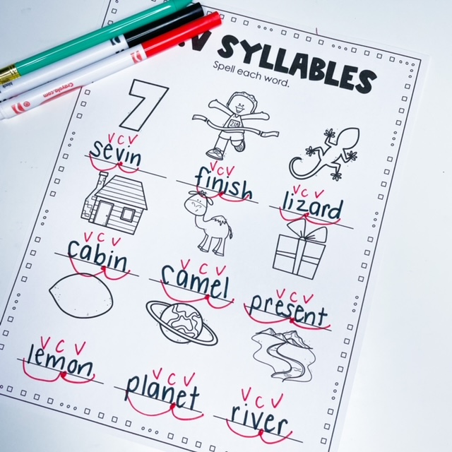 VCV Tiger and Camel Syllable Division - Teach. Run. Create.