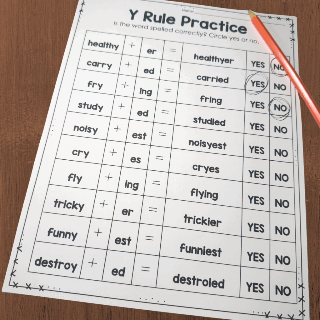 Tips for Teaching the Y Rule (Change Y to I Before Adding a Suffix ...